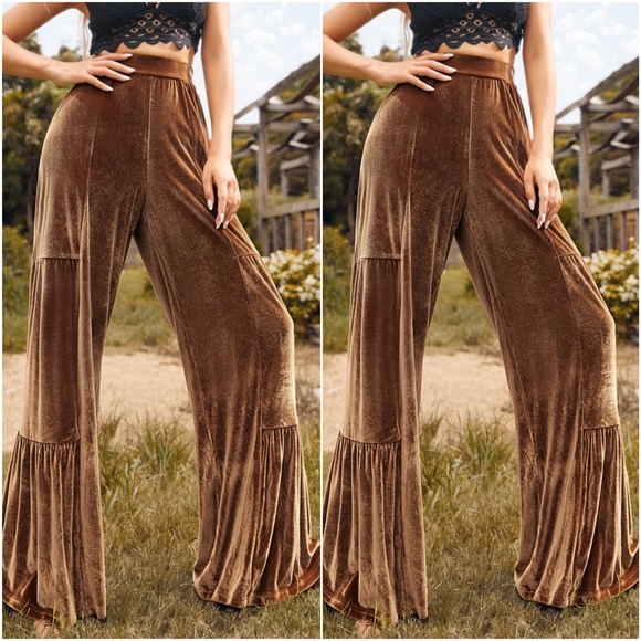 BellanBlue | Pants & Jumpsuits | Luxurious Velvet Bell Bottom Ruffle ...